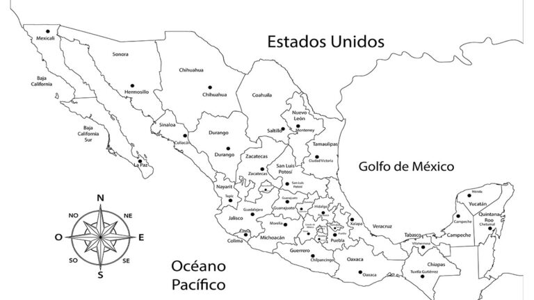 Mapa de México con nombres y división política